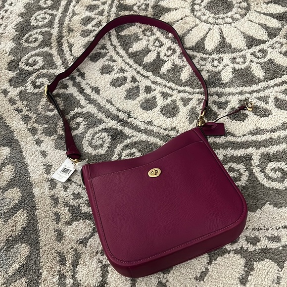 Coach | Bags | Coach Pebbled Leather Chaise Crossbody Bag Deep Plum Nwt ...